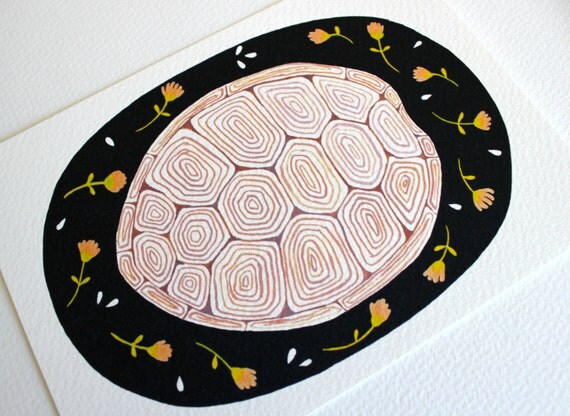 Turtle Shell Watercolor Painting Nature Art by RiverLuna on Etsy