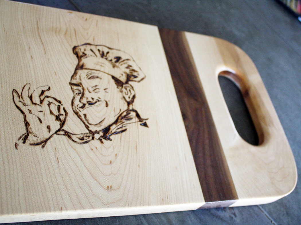 Pyrography Art Cutting Board Handmade Maple by RozEmazingDesigns