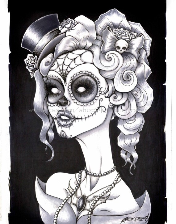 Items Similar To Sugar Skull Art Print 11x14 On Etsy