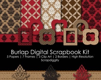 Popular items for burlap scrapbook on Etsy