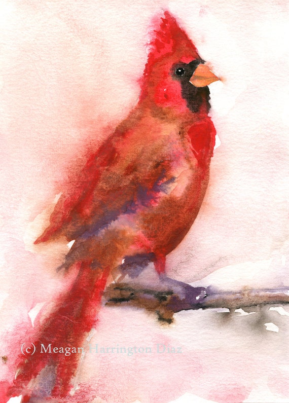 Cardinal Painting Bird Art Cardinal watercolor Fine Art
