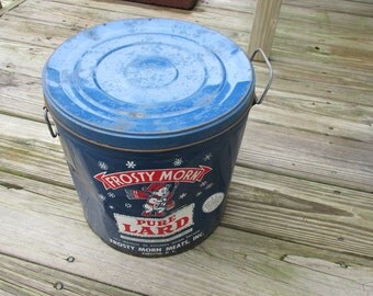 Frosty Morn Blue Tin Lard Can / Rustic Decor / Rustic Planter ...