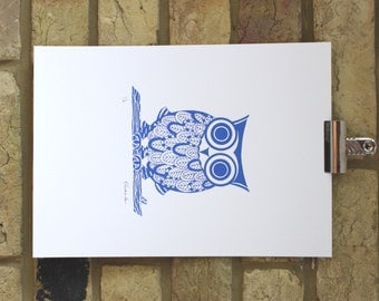 Owl screen print | Etsy