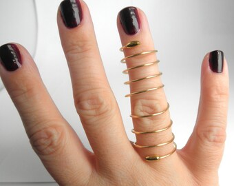 ON SALE Gold Spiral Ring, Gold Full Finger Ring