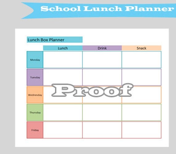School Lunch Menu Planner Back To School By HappyOrganizedHome