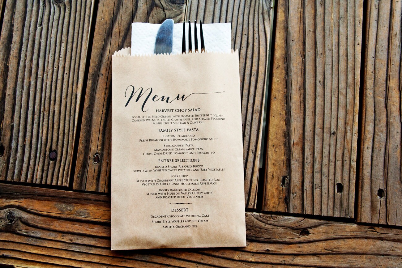 Paper Bag Menu Wedding