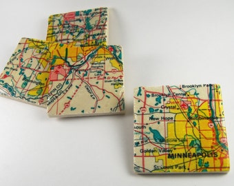 Philadelphia Map Coasters by thepaintedlily on Etsy
