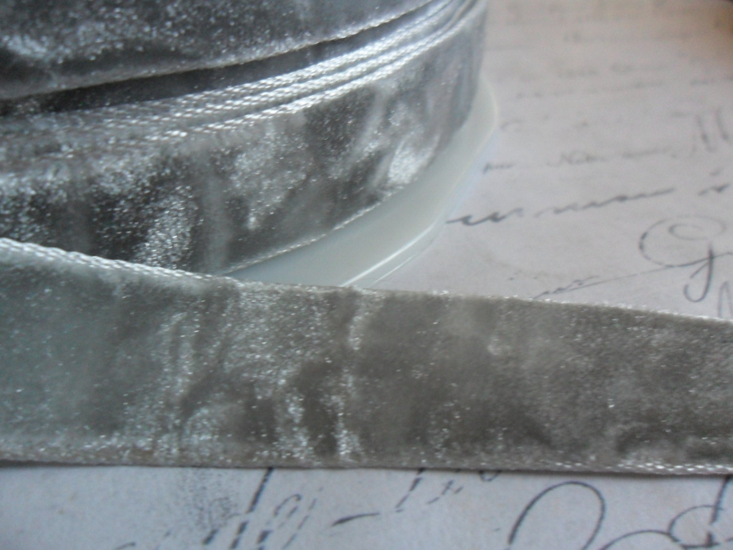 Silver Gray Crushed Velvet Ribbon 5/8 wide
