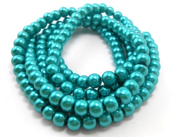 Teal glass beads | Etsy