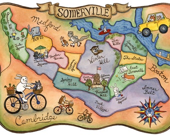 Cryptids of North America Map Art Print 11 x14 by SepiaLepus