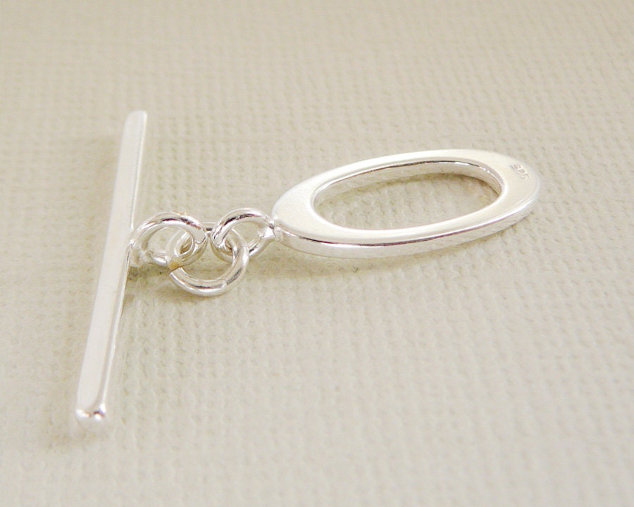Sterling Silver Clasp Toggle Big Oval Jewelry Closure 925