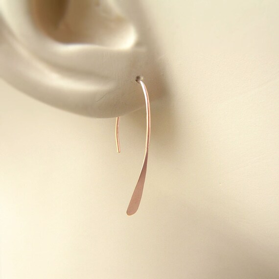 14k Rose Gold Wishbone Hoops Small Solid Gold by ArtistiKat