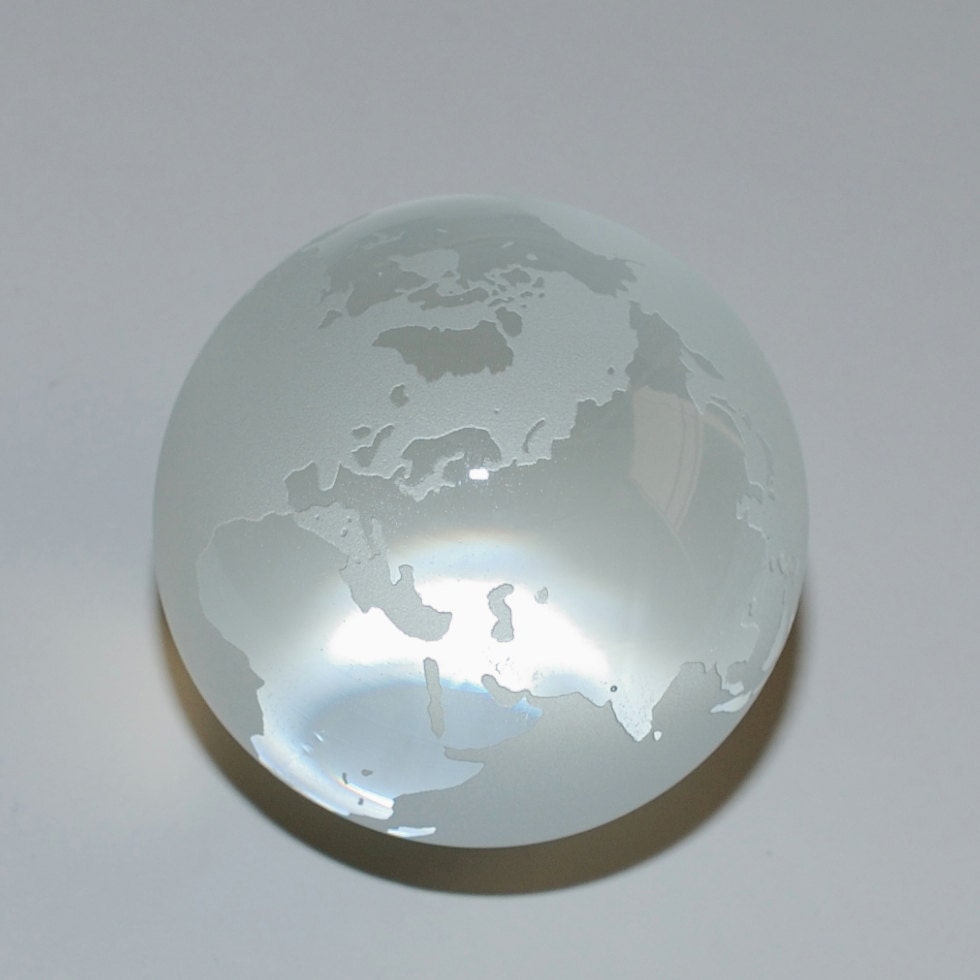 Tiffany & Co Crystal World Globe Paperweight