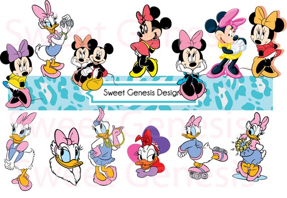 Artículos similares a Daisy & Minnie Mouse Vector Pack Digital File. en ...
