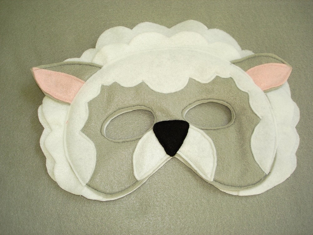 Children's SHEEP Farm Animal Felt Mask by magicalattic on Etsy