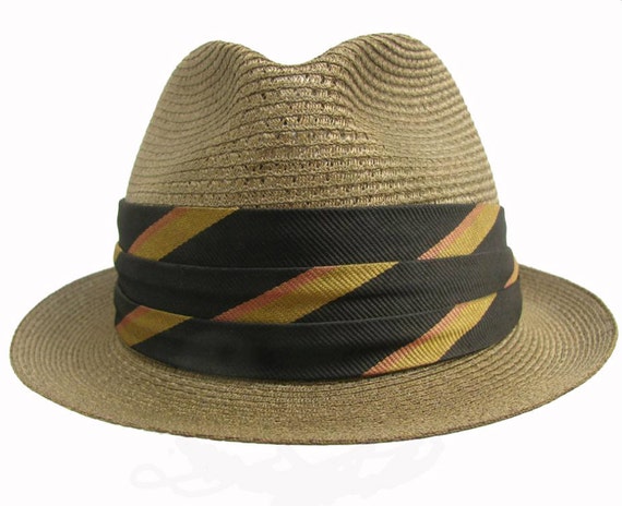 Vintage Straw Hat 1960s Mens Straw Cavanagh Fedora Summer