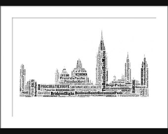 London Skyline Word Art Typography Print Poster Map by JustPrints