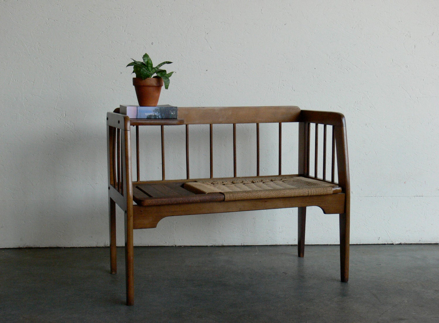 RESERVED-Vintage Danish Style Modern Telephone Bench