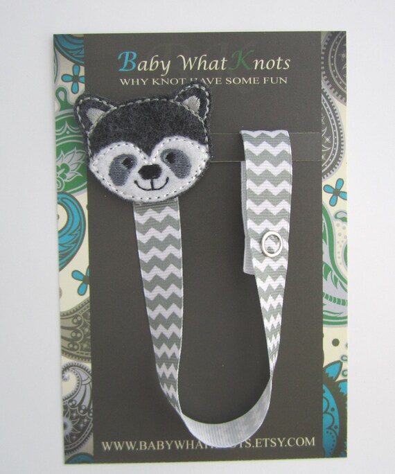 Pacifier Clip Raccoon Boy Pacifier Clip Pacifier by BabyWhatKnots