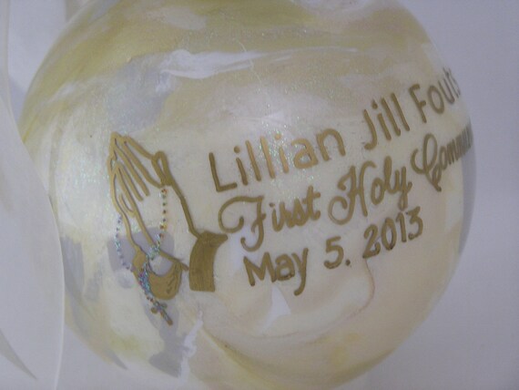 PERSONALIZED FIRST COMMUNION Glass Keepsake Ornament