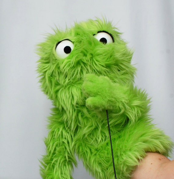 Green Furry Muppet Monster Hand Puppet