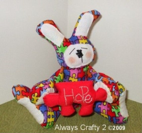 Autism Bunny Cloth Doll Pinkeep PDF ePattern Instant Download