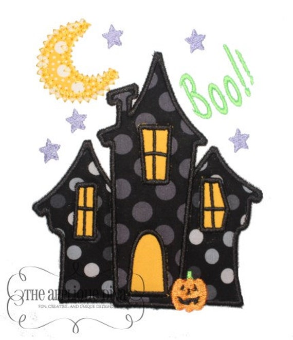 Halloween Haunted House Digital Embroidery Design Machine
