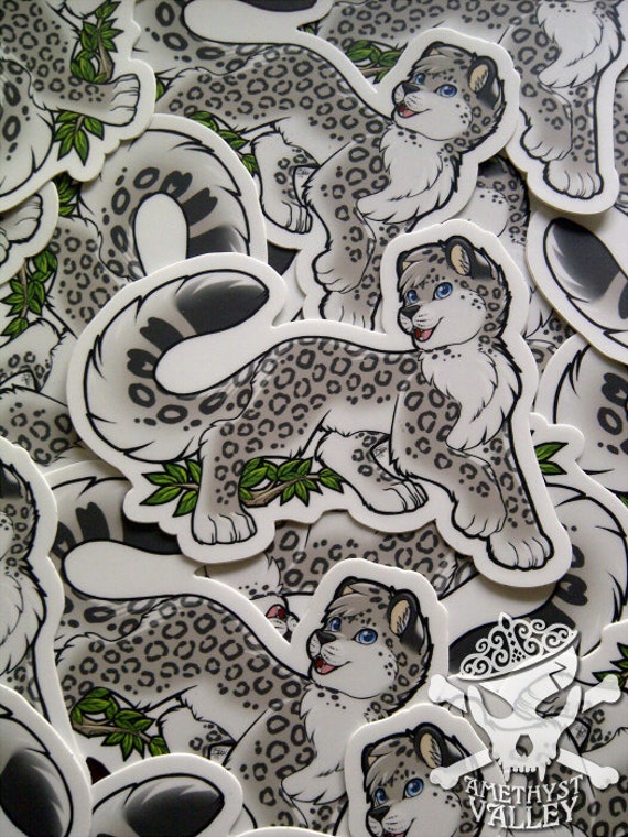 Snow Leopard Sticker by AmethystValley on Etsy