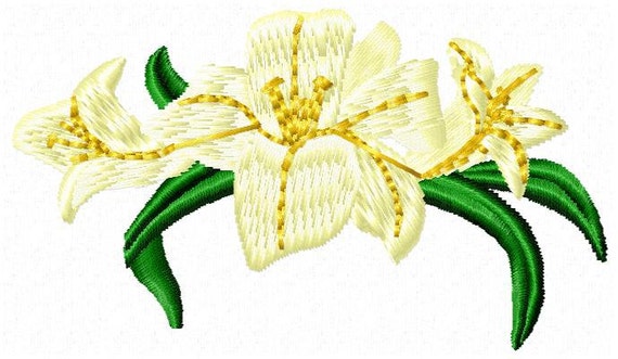 Lily Embroidery Design Instant Download by JEmbroiderynApplique