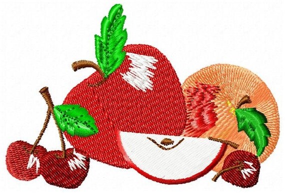 Assorted Fruit Embroidery Design Instant Download