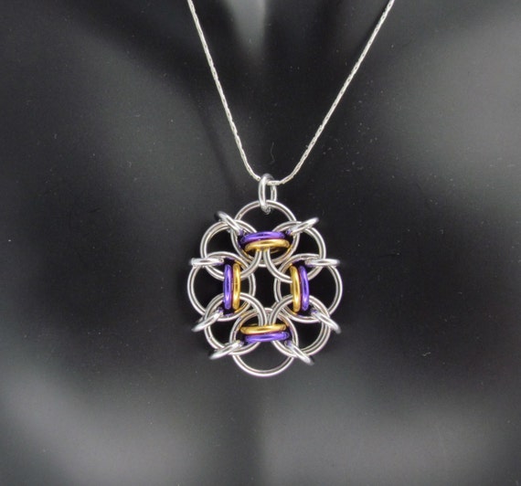 Chain Mail Pendant Multicolor Jewelry Jump Ring by XairianMaille
