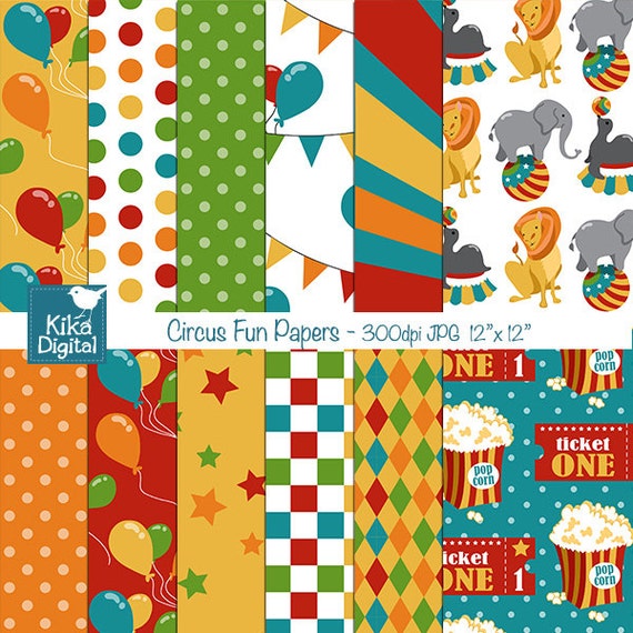 Circus Digital Papers Digital Scrapbooking Papers card
