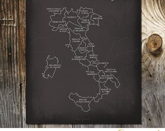 Taste of France French Culinary Map Art Print Kitchen Wall