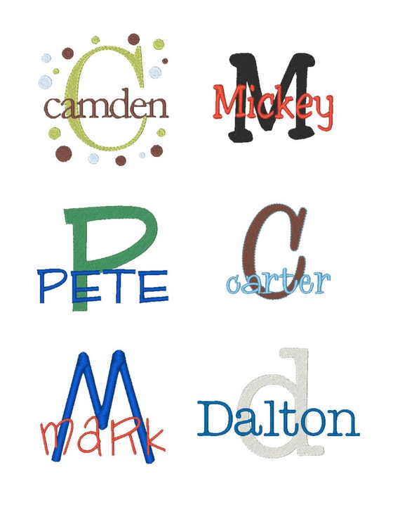 Boys Embroidery Font Set Instant Download