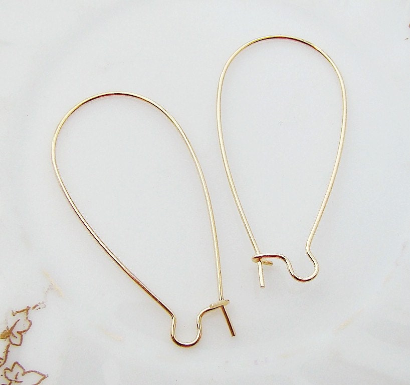Long Gold Plated Kidney Wire Earrings Findings 1.5 inch US
