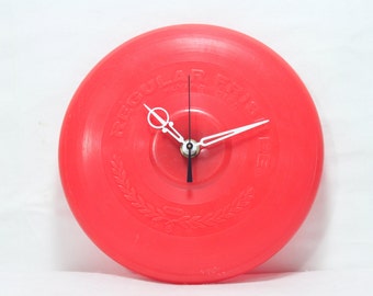Handmade, Upcycled, Vintage, 1966 Red Wham O Frisbee, Wall Clock ...