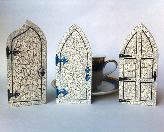 Items similar to Crackle Blue Fairy Door Tooth Fairy Door Miniature Elf ...
