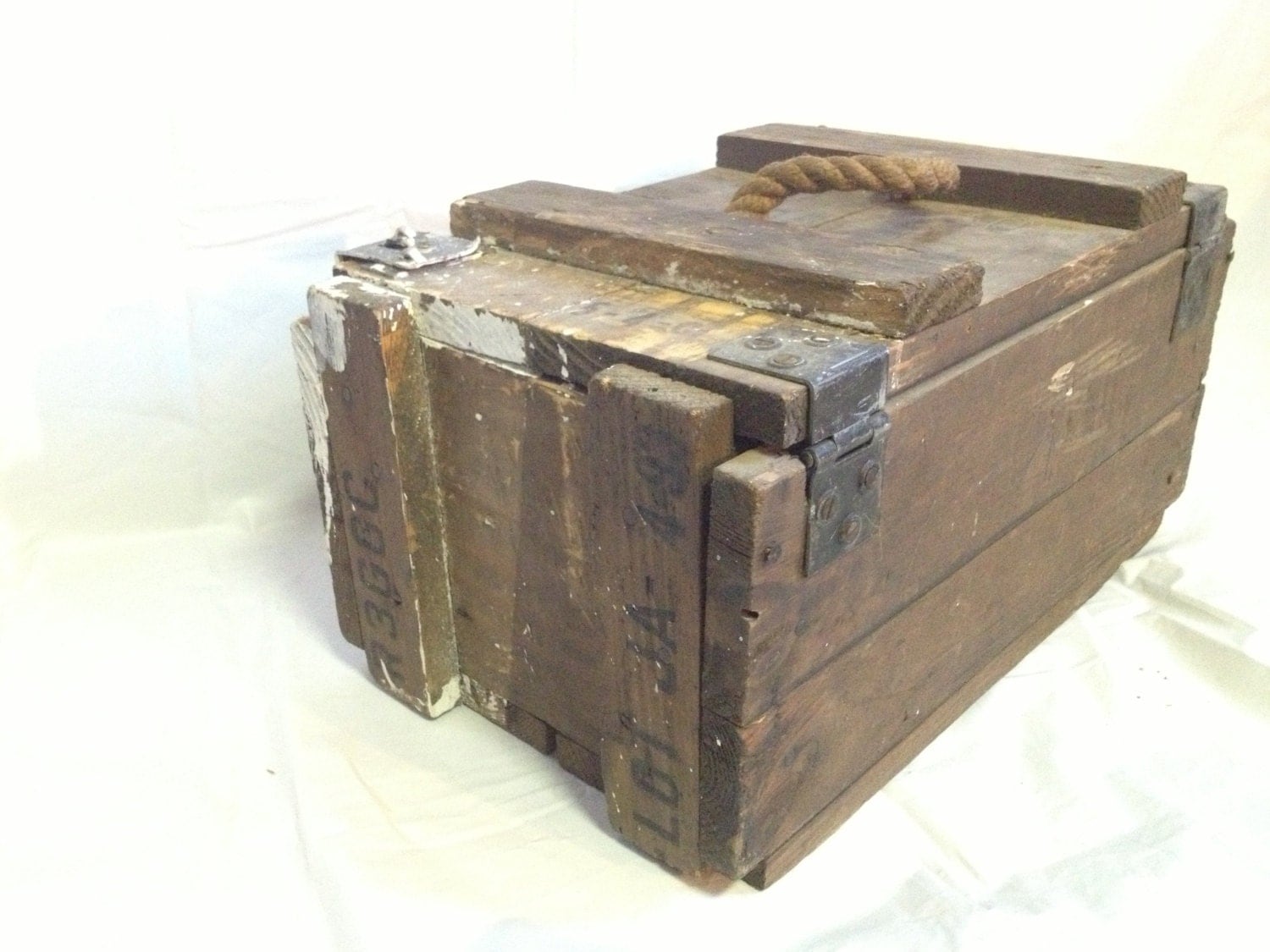 Antique Wooden Explosives Crate Dynamite Case Rope Handle
