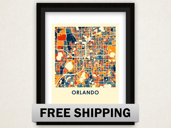 Orlando Map Print Full Color Map Poster by iLikeMaps on Etsy