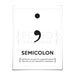 Semicolon Art Print Punctuation Poster Grammar Art Print