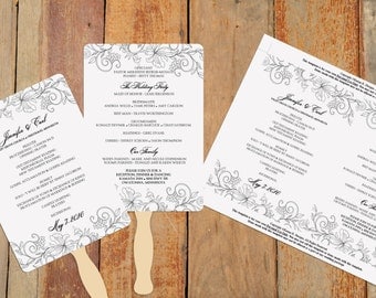 Wedding Fan Program Template - Instant Download - Vintage Bouquet ...