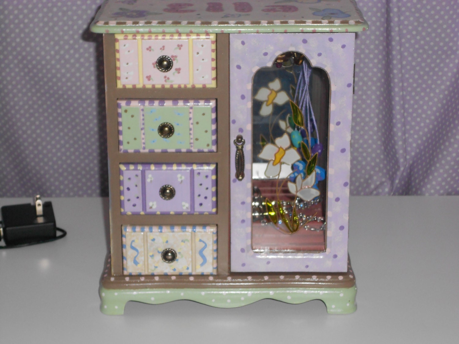 Personalized vintage hand painted jewelry box for girl’s room, bedroom ...