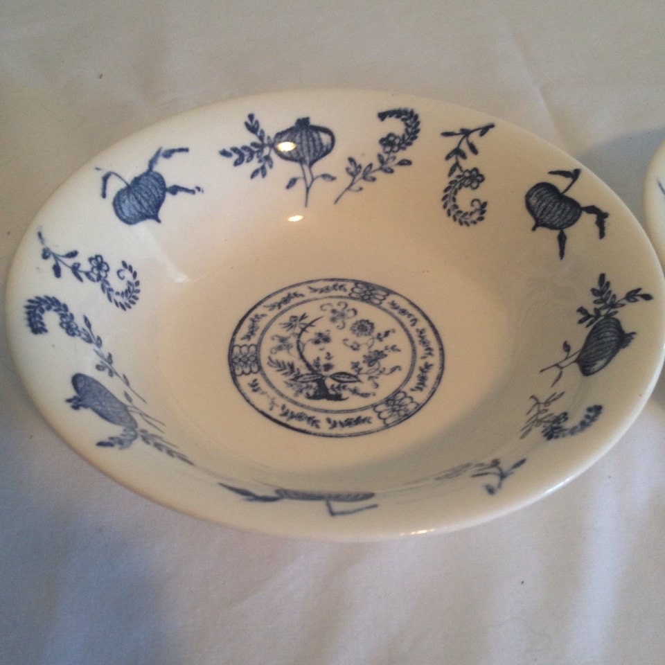 Vintage Blue Onion Print Bowls Set of 2 – Haute Juice
