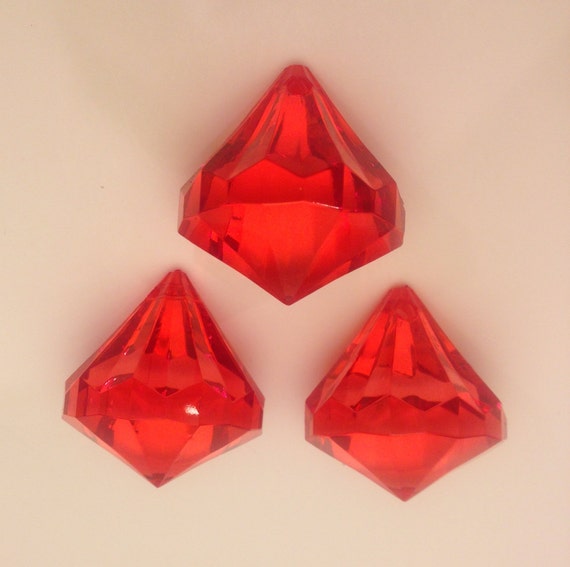 Items similar to 3 30x35mm Red Diamond Shaped Transparent Acrylic ...