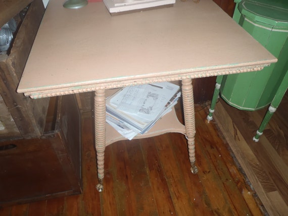 Antique Victorian OAK Parlor Fern Table CARVED w/ Claw Feet - Original ...