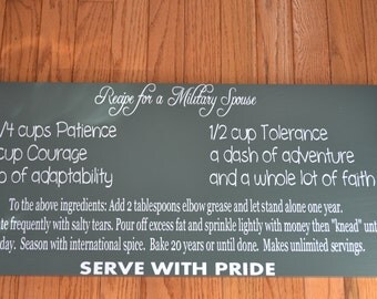 Recipe for a military spouse sign