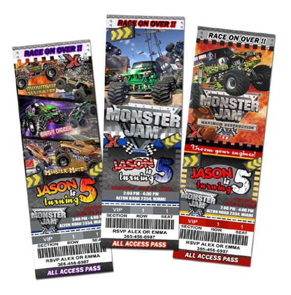 monster jam truck birthday party invitation truck by mariagala44
