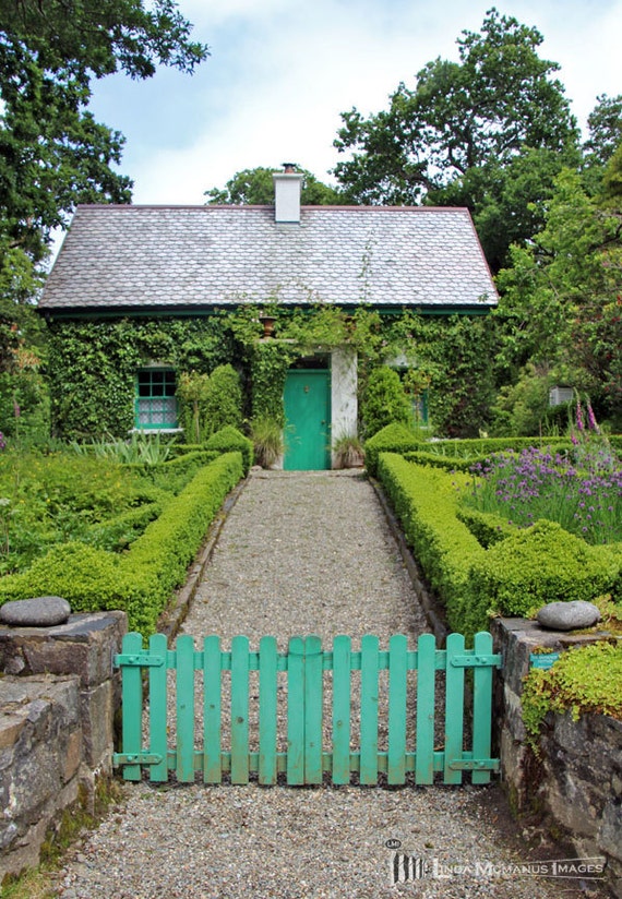 Items similar to Garden Cottage Photographic Print, rustic, Ireland ...