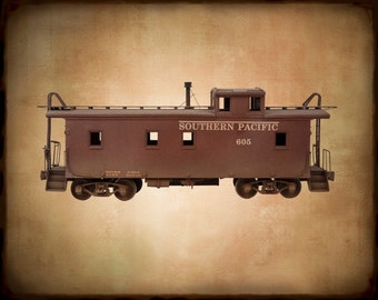 Vintage Caboose Print, Model Train Photo Train Photography Man Cave ...
