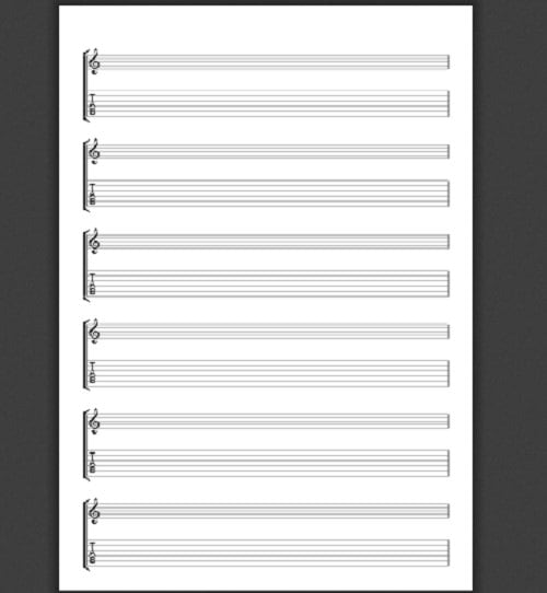 A4 Guitar Treble Clef & Tablature Paper Portrait: Download and
